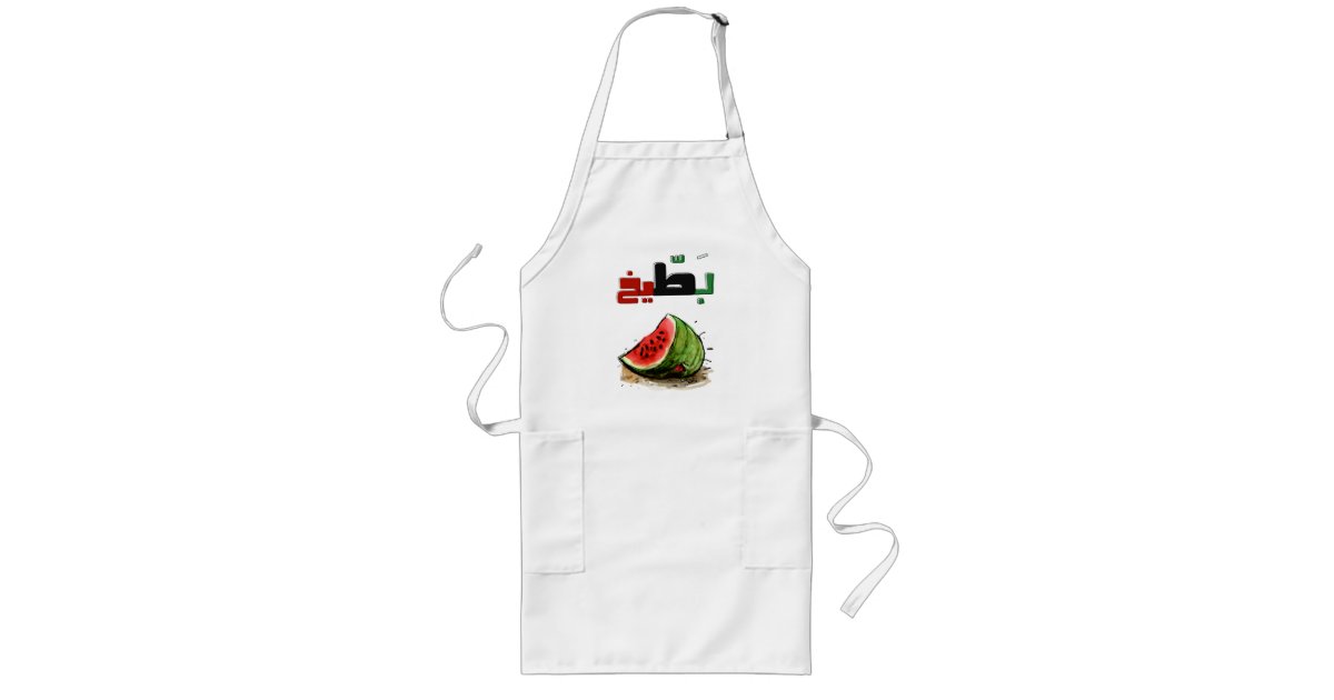 Palestine Watermelon بطيخ فلسطين Red White Green Long Apron | Zazzle