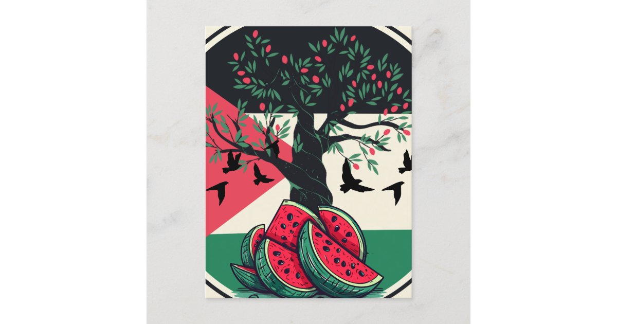 Palestine Watermelon Flag Map. Free Palestinians. Postcard | Zazzle