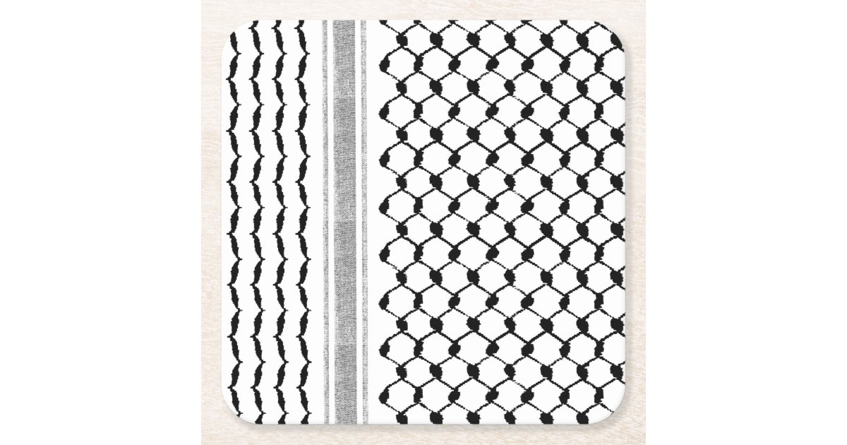 Palestinian Arabic Kufiya Pattern Customized Square Paper Coaster | Zazzle