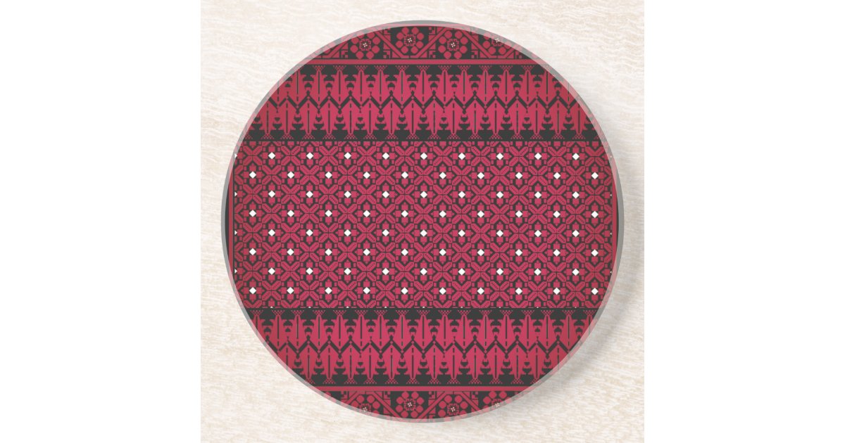 Palestinian Embroidery Tatreez printed Design Coaster | Zazzle