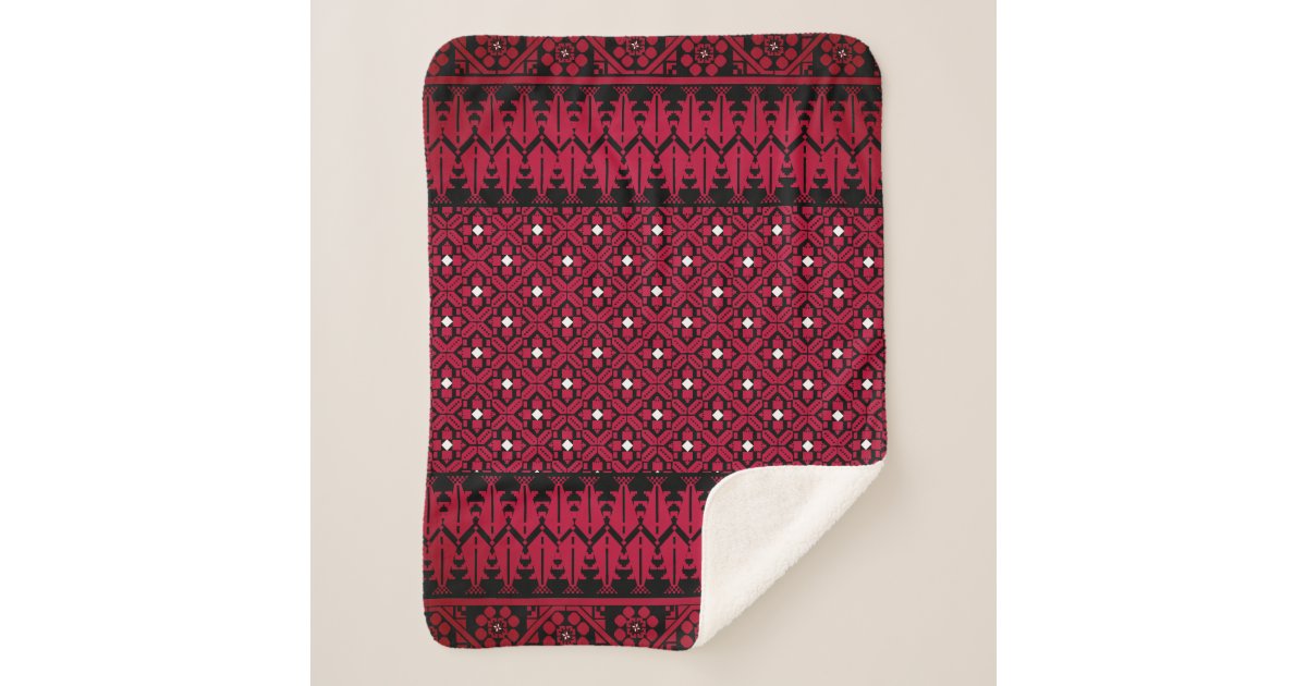 Palestinian Embroidery Tatreez printed design Sherpa Blanket | Zazzle