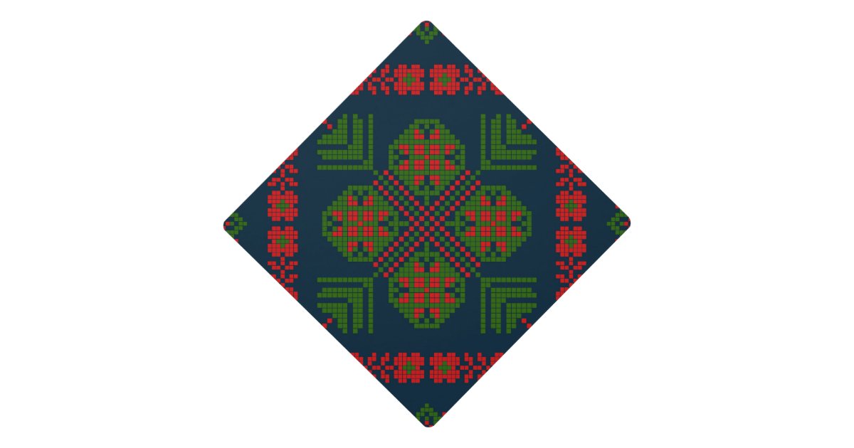 Palestinian Embroidery Tatreez red green 5 Pattern Graduation Cap ...