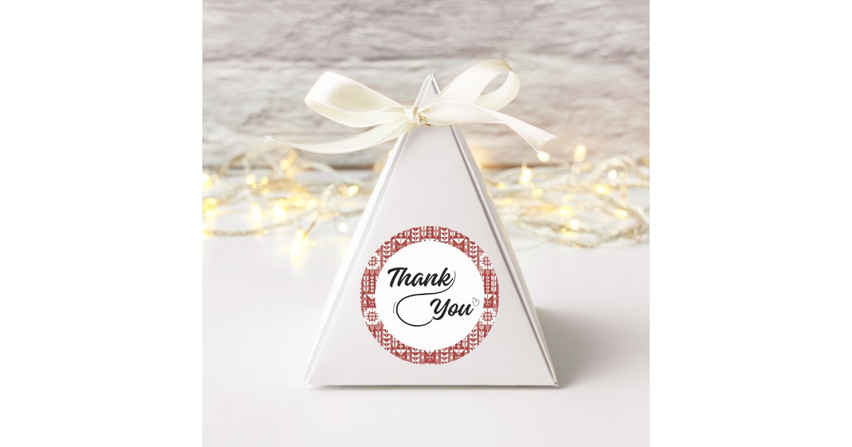 Palestinian Tatreez In Red Thank You Sticker | Zazzle
