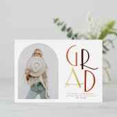 Palette | Real Gold Arch & Grad Photo Graduation Foil Invitation | Zazzle