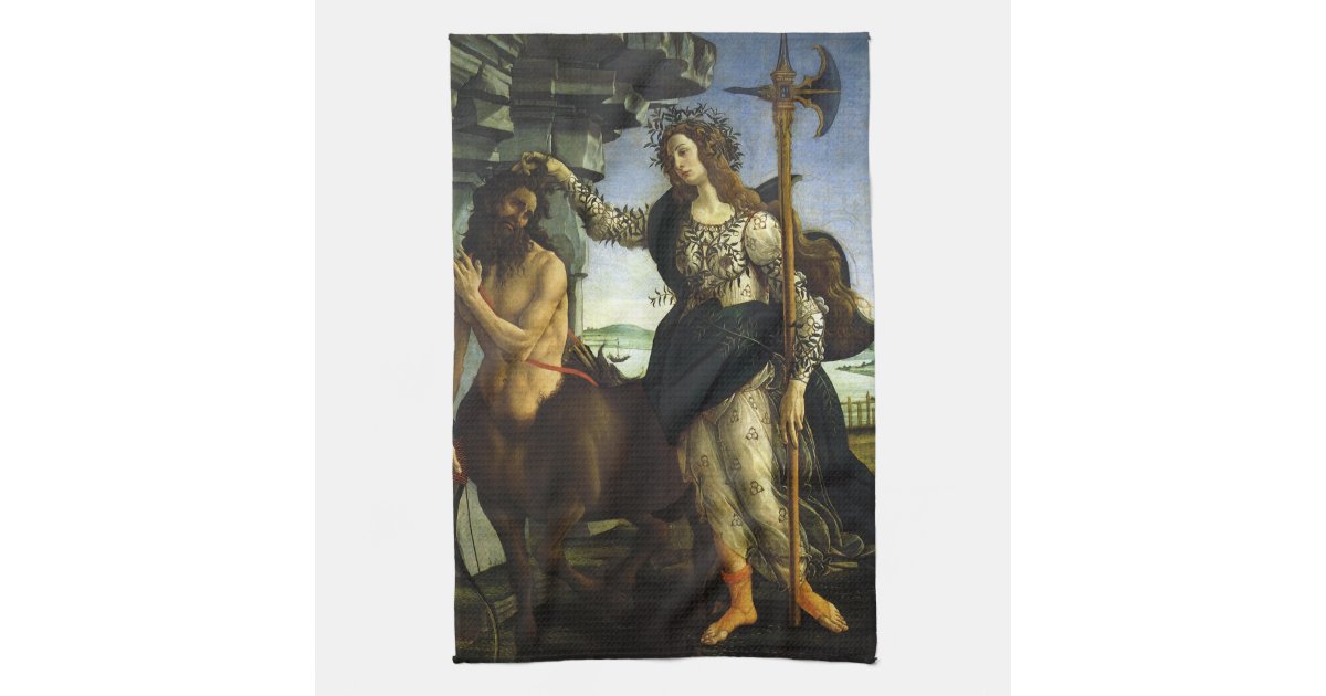 Pallas (Minerva) and Centaur by Sandro Botticelli Kitchen Towel | Zazzle
