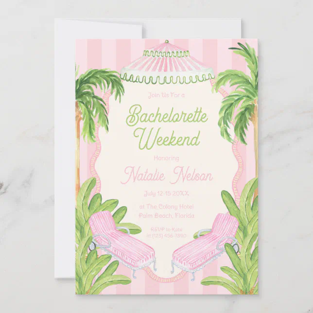 Palm Beach Pool Loungers Bachelorette Weekend Invitation | Zazzle