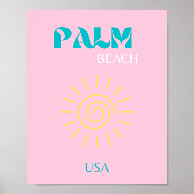 Palm Beach, Preppy, Preppy Art, Pink Poster | Zazzle