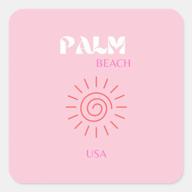 Palm Beach, Preppy, Preppy Room, Pink Square Sticker | Zazzle