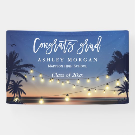 Palm Beach String Lights Congrats Graduation Party Banner | Zazzle.com