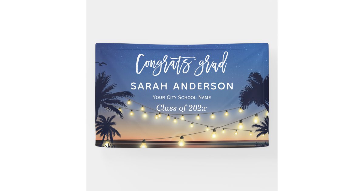Palm Beach String Lights Congrats Graduation Party Banner | Zazzle
