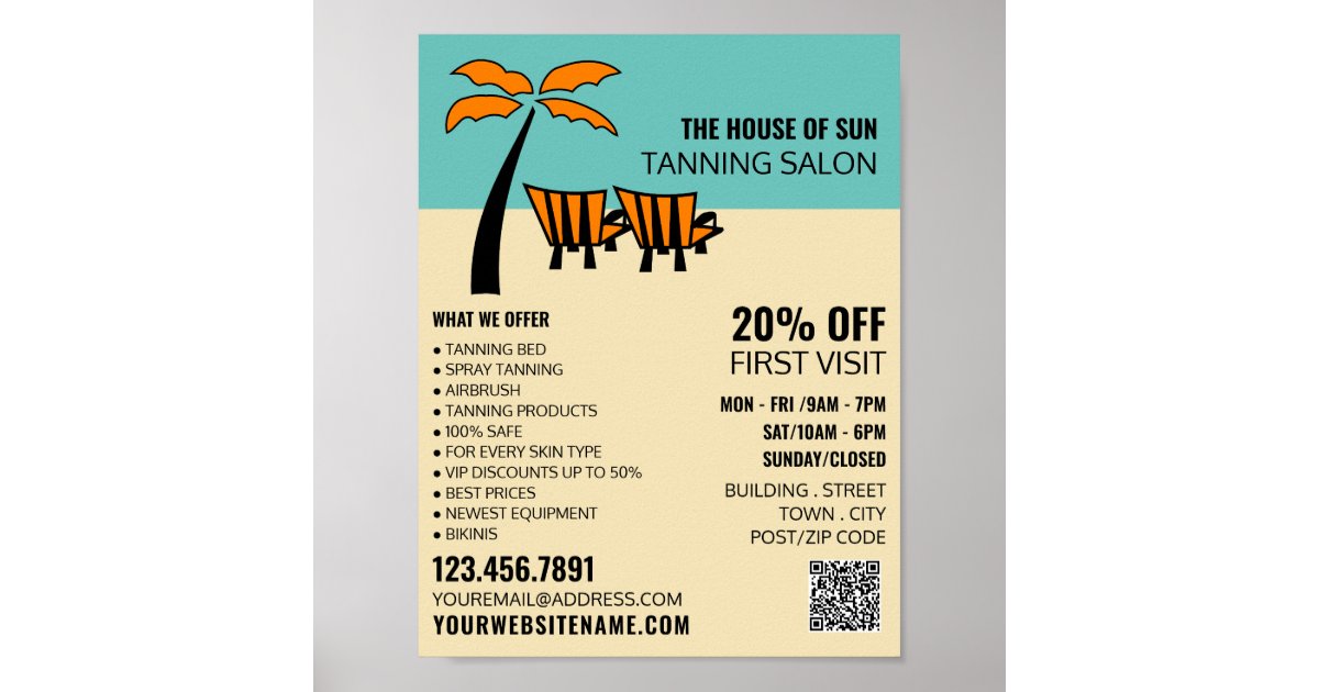 Palm Beach, Tanning Salon Advertising Poster | Zazzle