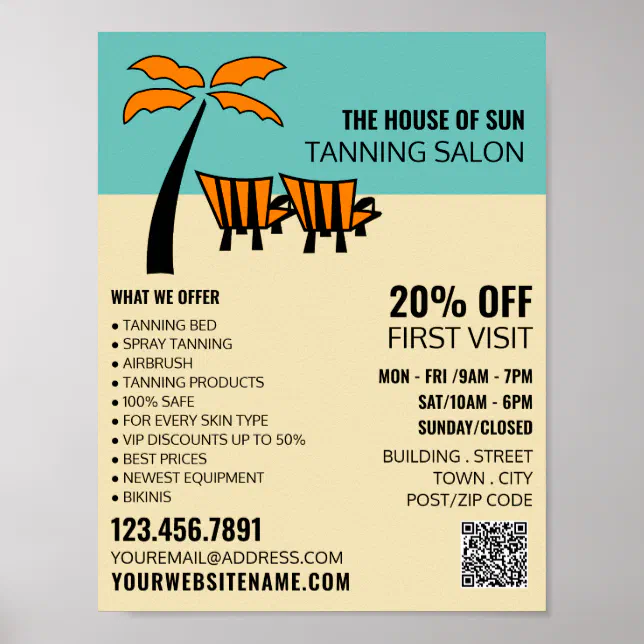 Palm Beach, Tanning Salon Advertising Poster | Zazzle
