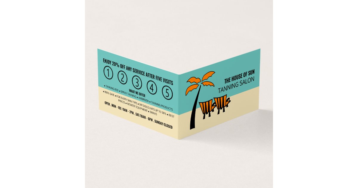 Palm Beach, Tanning Salon, Detailed Loyalty Card, Business Card | Zazzle