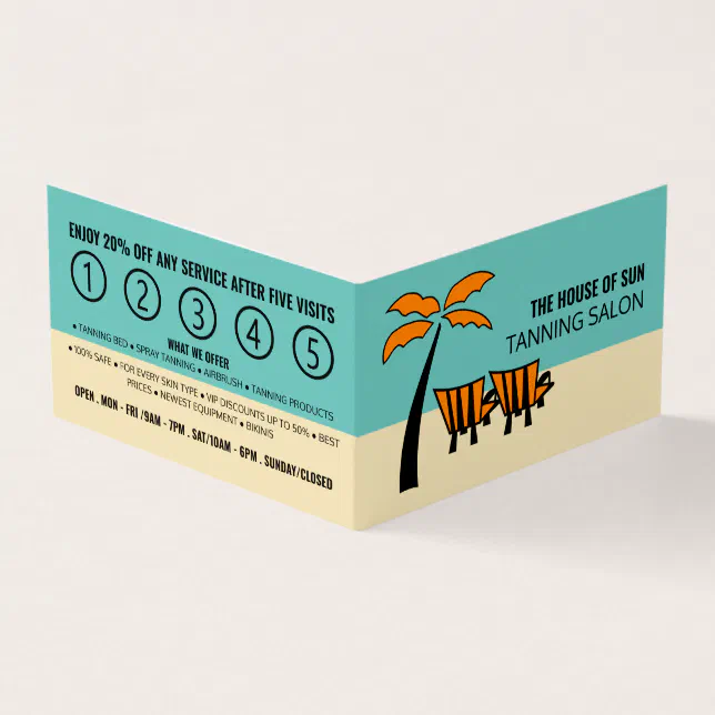 Palm Beach, Tanning Salon, Detailed Loyalty Card, Business Card | Zazzle