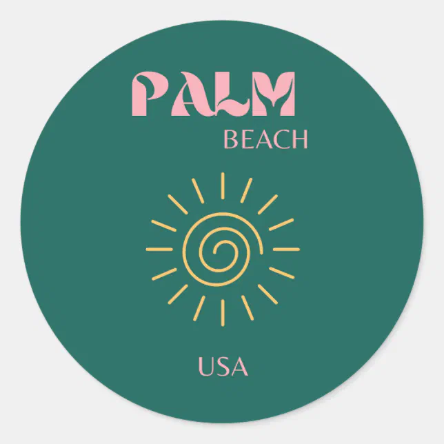 Palm Beach, Travel Art Classic Round Sticker | Zazzle