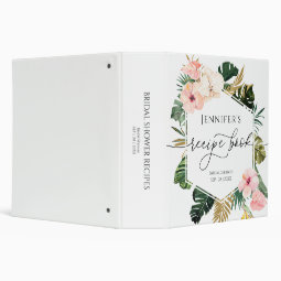 Palm Hibiscus Tropical Bridal Shower Recipe Book 3 Ring Binder | Zazzle