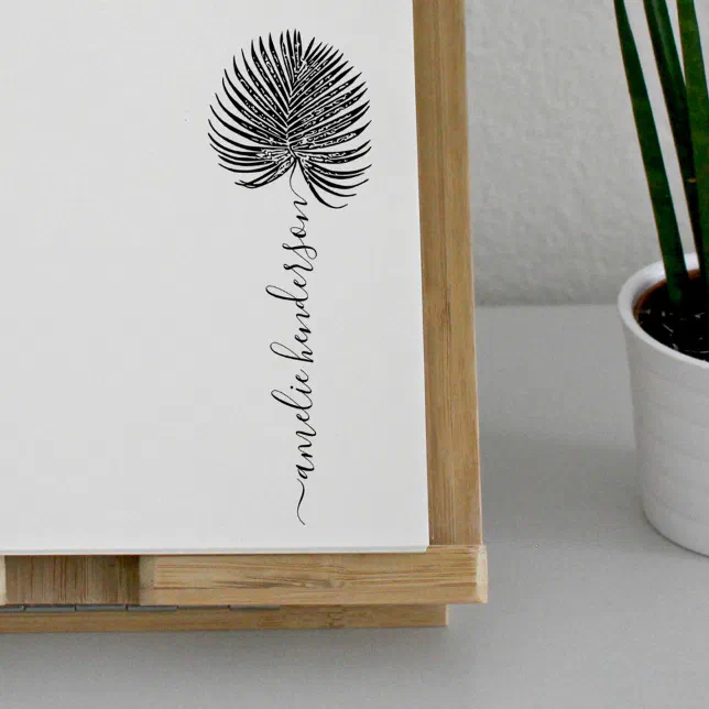 Palm Leaf Elegant Signature Custom Name Self-inking Stamp | Zazzle