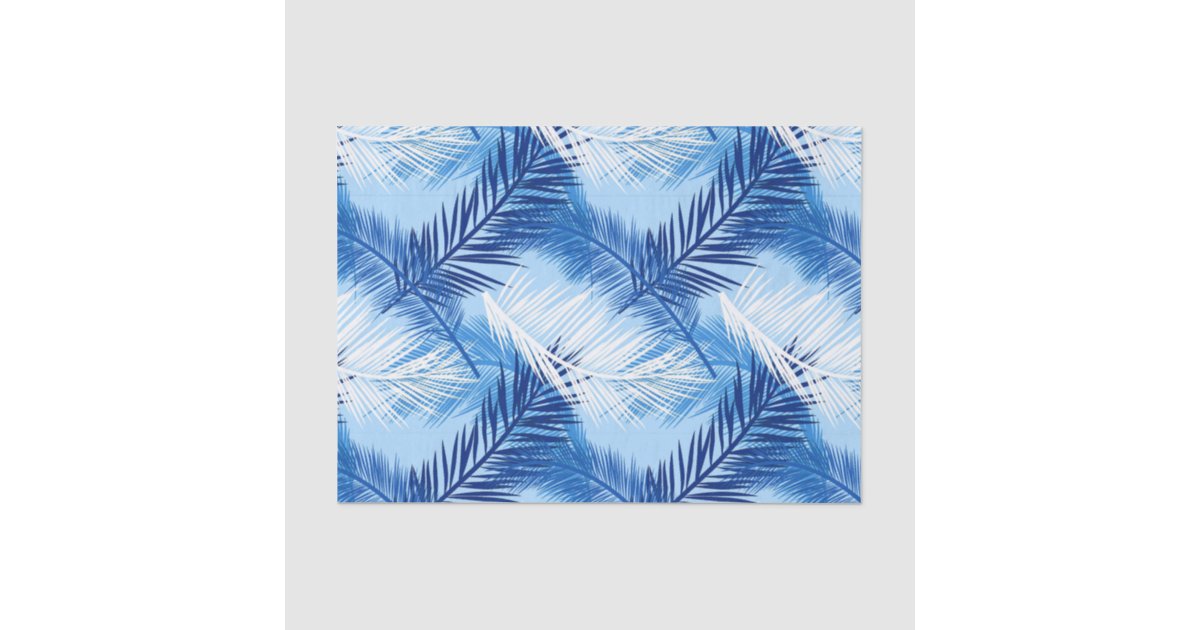 Palm Leaf Print, Cobalt, White and Sky Blue Tissue Paper | Zazzle