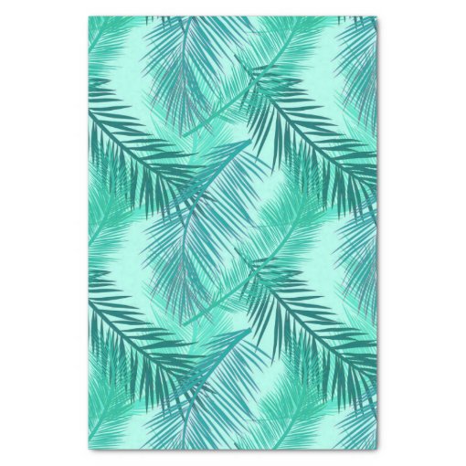 Palm Leaf Print, Turquoise, Teal and Light Aqua Tissue Paper | Zazzle