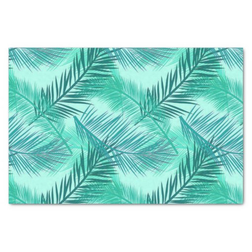 Palm Leaf Print, Turquoise, Teal and Light Aqua Tissue Paper | Zazzle