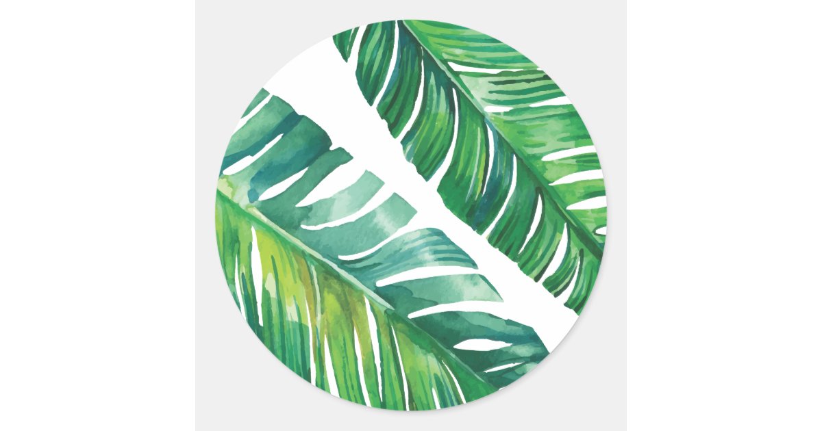Palm Leaf Watercolor Destination Wedding Stickers | Zazzle