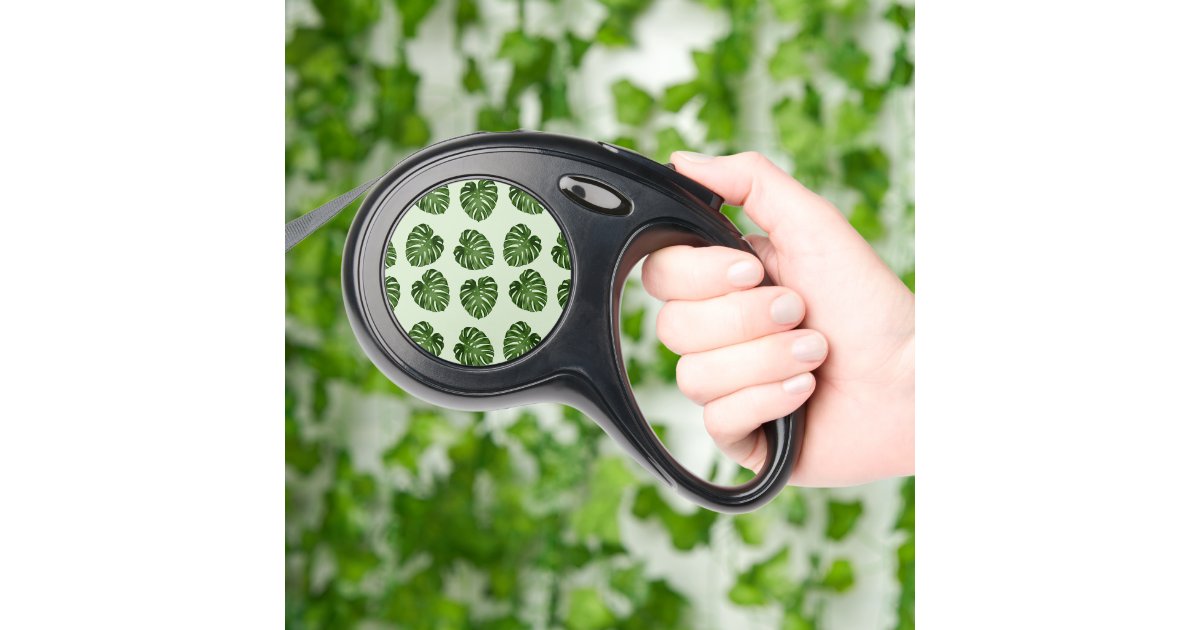 Palm Leaves, Green Leaves, Tropical Pattern Retractable Pet Leash | Zazzle