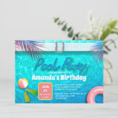 Palm Leaves & Summer Pool Party Kids Birthday Invitation | Zazzle