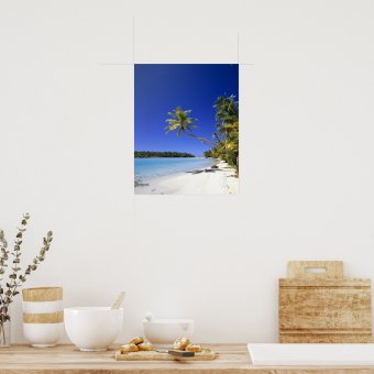 Palm lined beach Cook Islands Poster | Zazzle