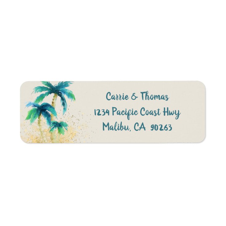 Palm Paradise | Tropical Beach Return Address Label | Zazzle