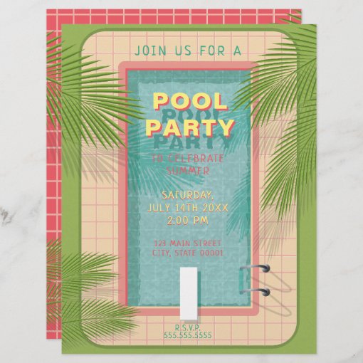 Palm Pool Party Flyer Invitation | Zazzle