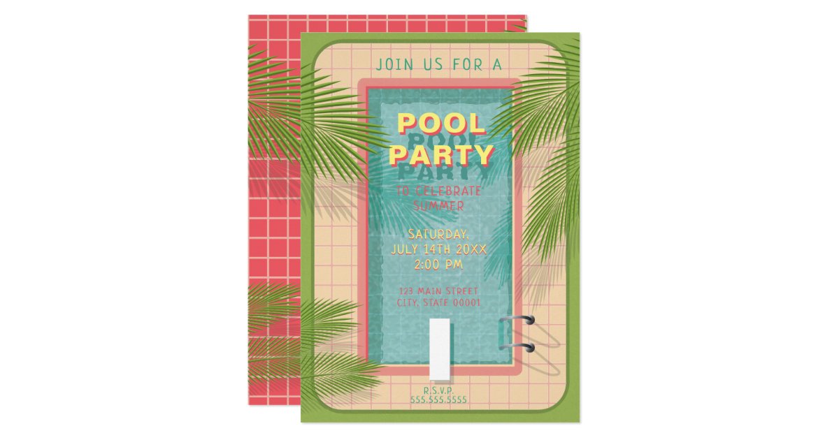 Palm Pool Party Invitation | Zazzle.com