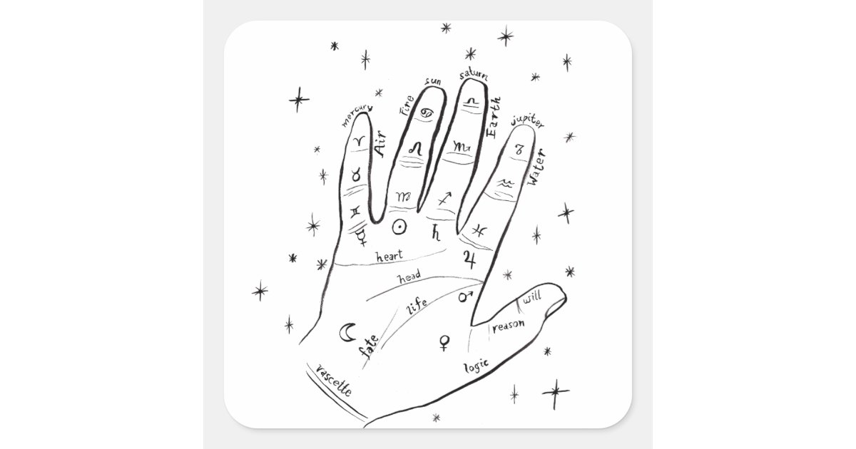 Palm Reader Psychic Hand Mystical Square Sticker | Zazzle