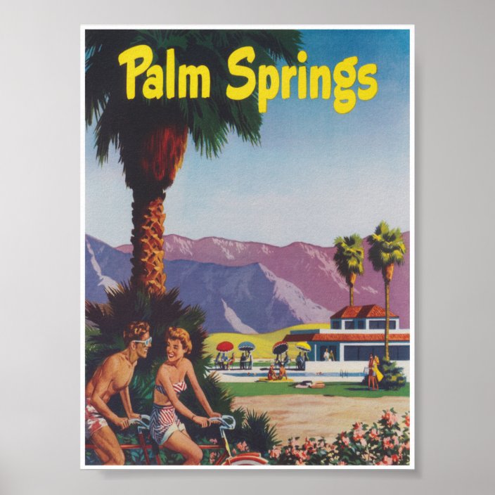 Palm Springs California Retro Vintage Travel Poster | Zazzle.com