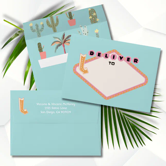 Palm Springs Retro Sign return address Envelope | Zazzle
