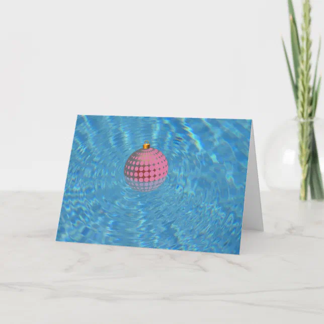 Palm Springs Xmas Ornament in Swimming Pool Holiday Card | Zazzle