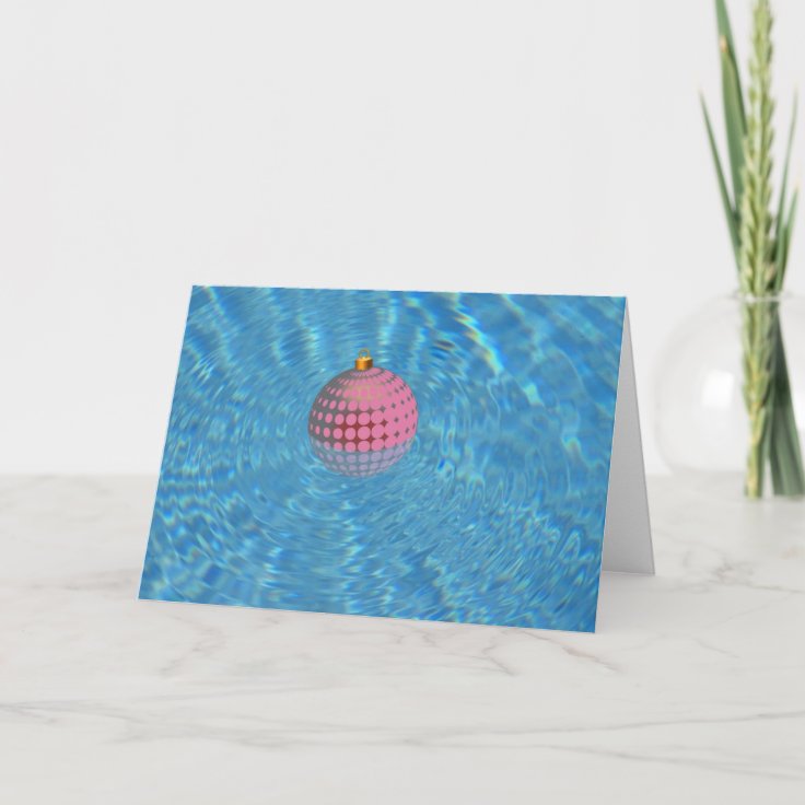 Palm Springs Xmas Ornament in Swimming Pool Holiday Card | Zazzle