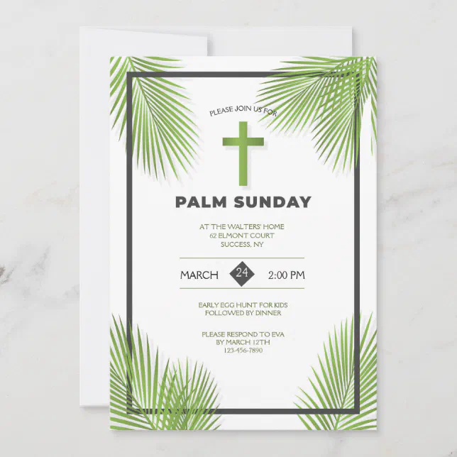 Palm Sunday Frame Invitation | Zazzle