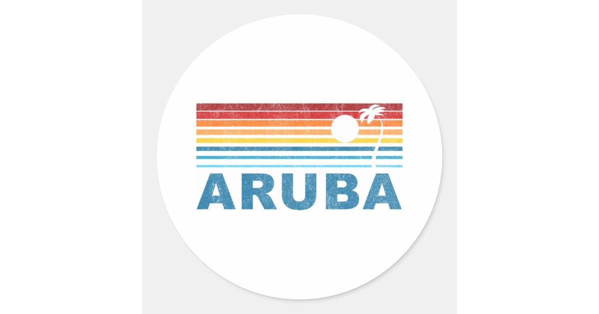 Palm Tree Aruba Classic Round Sticker | Zazzle