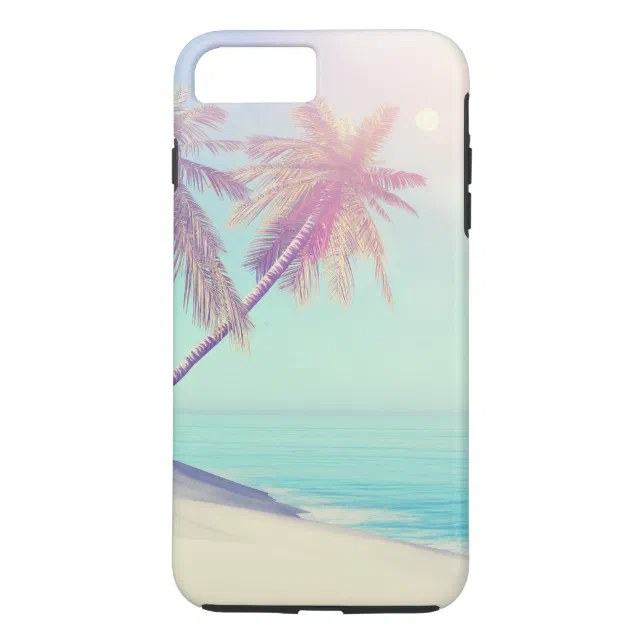 Palm Tree Beach Retro Pastel Oasis Case-Mate iPhone Case | Zazzle