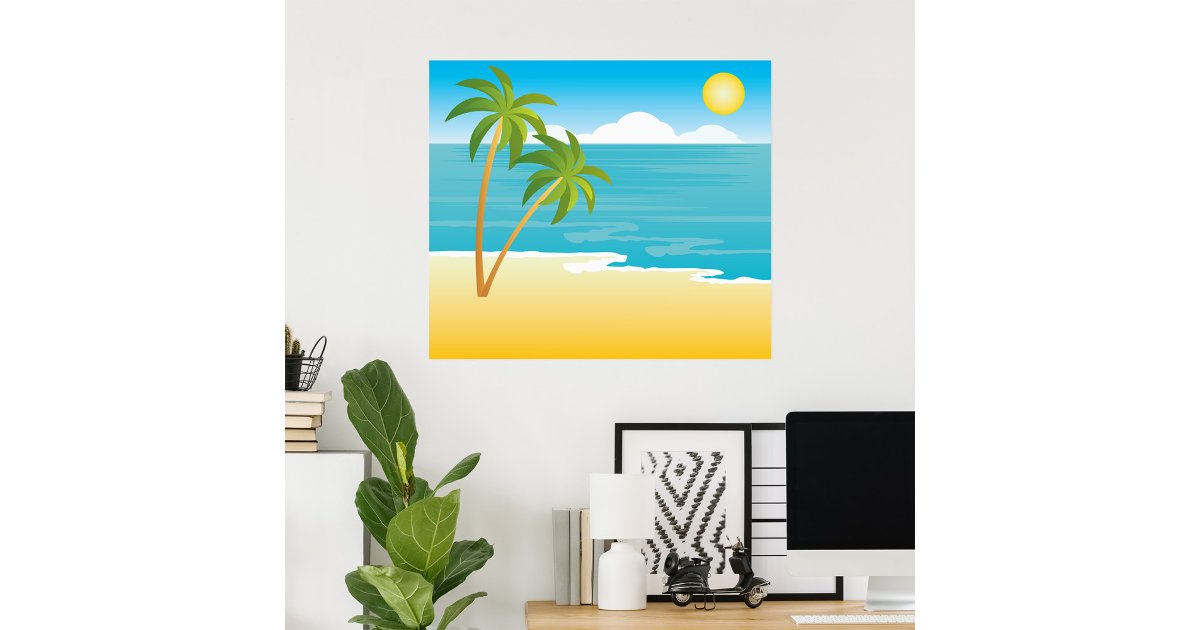 Palm Tree Beach Scene Poster | Zazzle