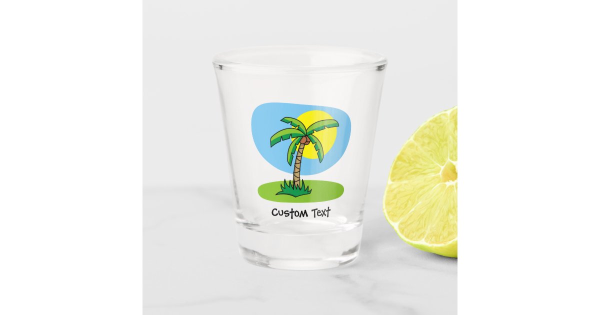 Palm Tree Cartoon Shot Glass | Zazzle
