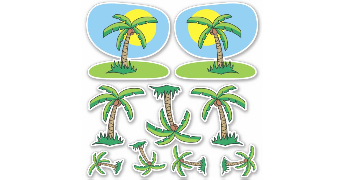 Palm Tree Cartoon Sticker Set | Zazzle