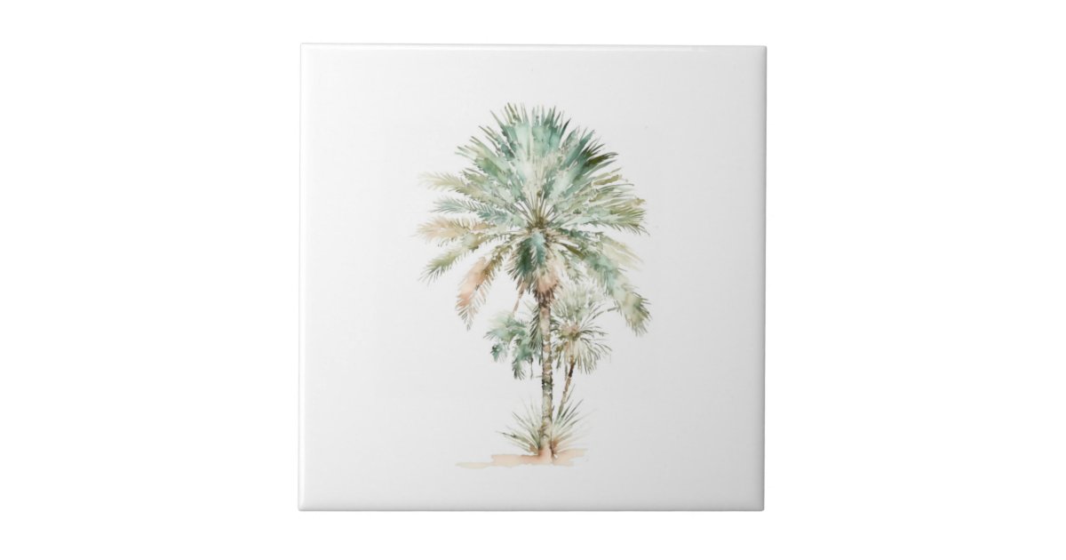 Palm tree ceramic tile | Zazzle