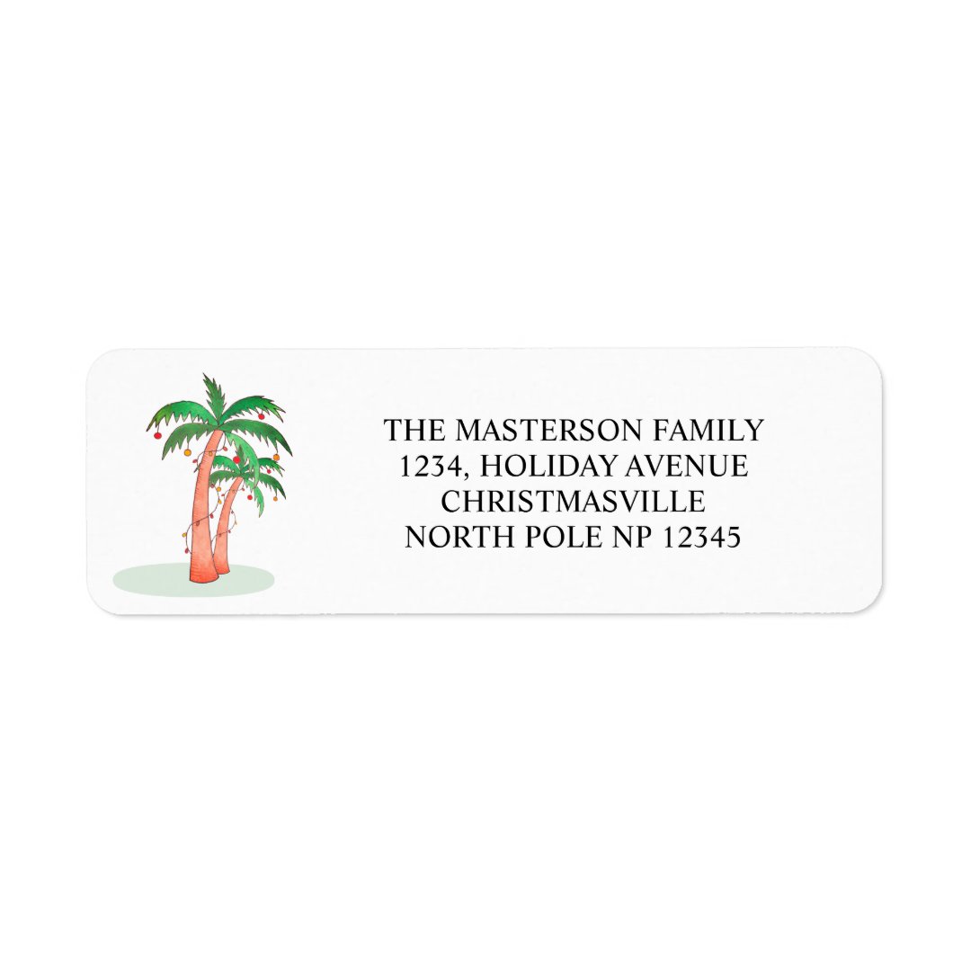 Palm Tree Christmas Return Address Label | Zazzle