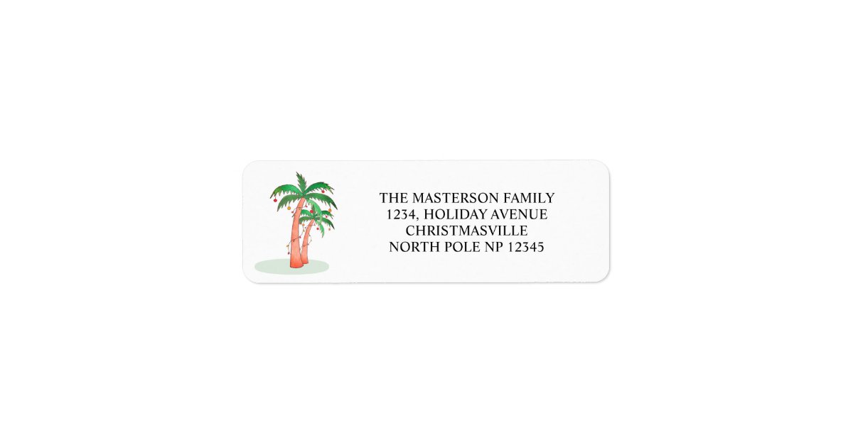Palm Tree Christmas Return Address Label | Zazzle