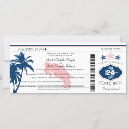 Palm Tree Costa Rica Boarding Pass Wedding Invitation | Zazzle