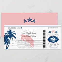 Palm Tree Costa Rica Boarding Pass Wedding Invitation | Zazzle