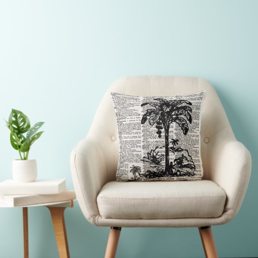 Palm Tree Dictionary Art Throw Pillow | Zazzle