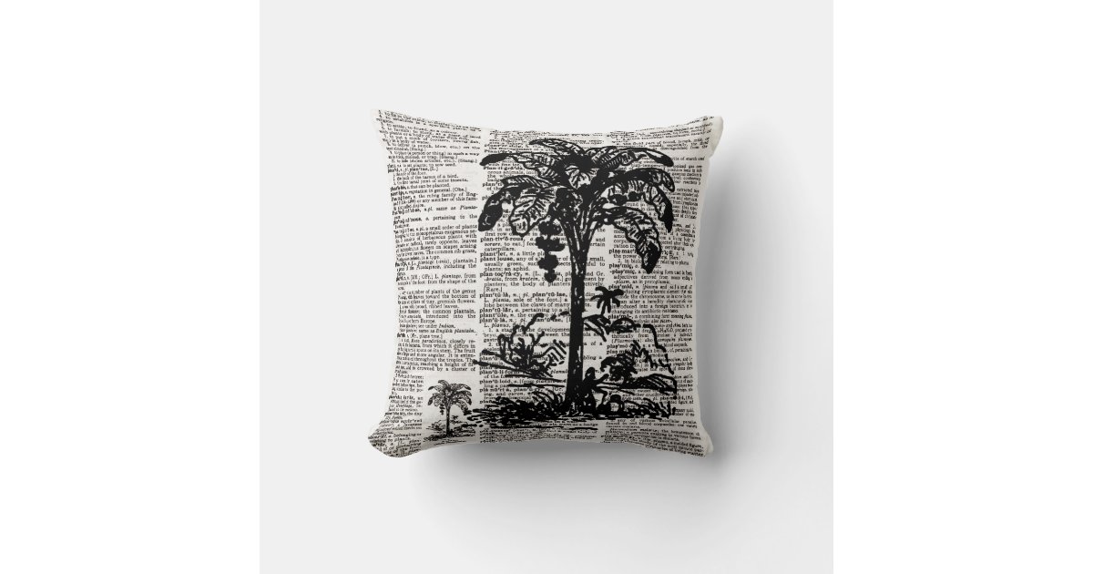 Palm Tree Dictionary Art Throw Pillow | Zazzle