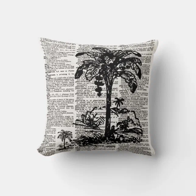 Palm Tree Dictionary Art Throw Pillow | Zazzle